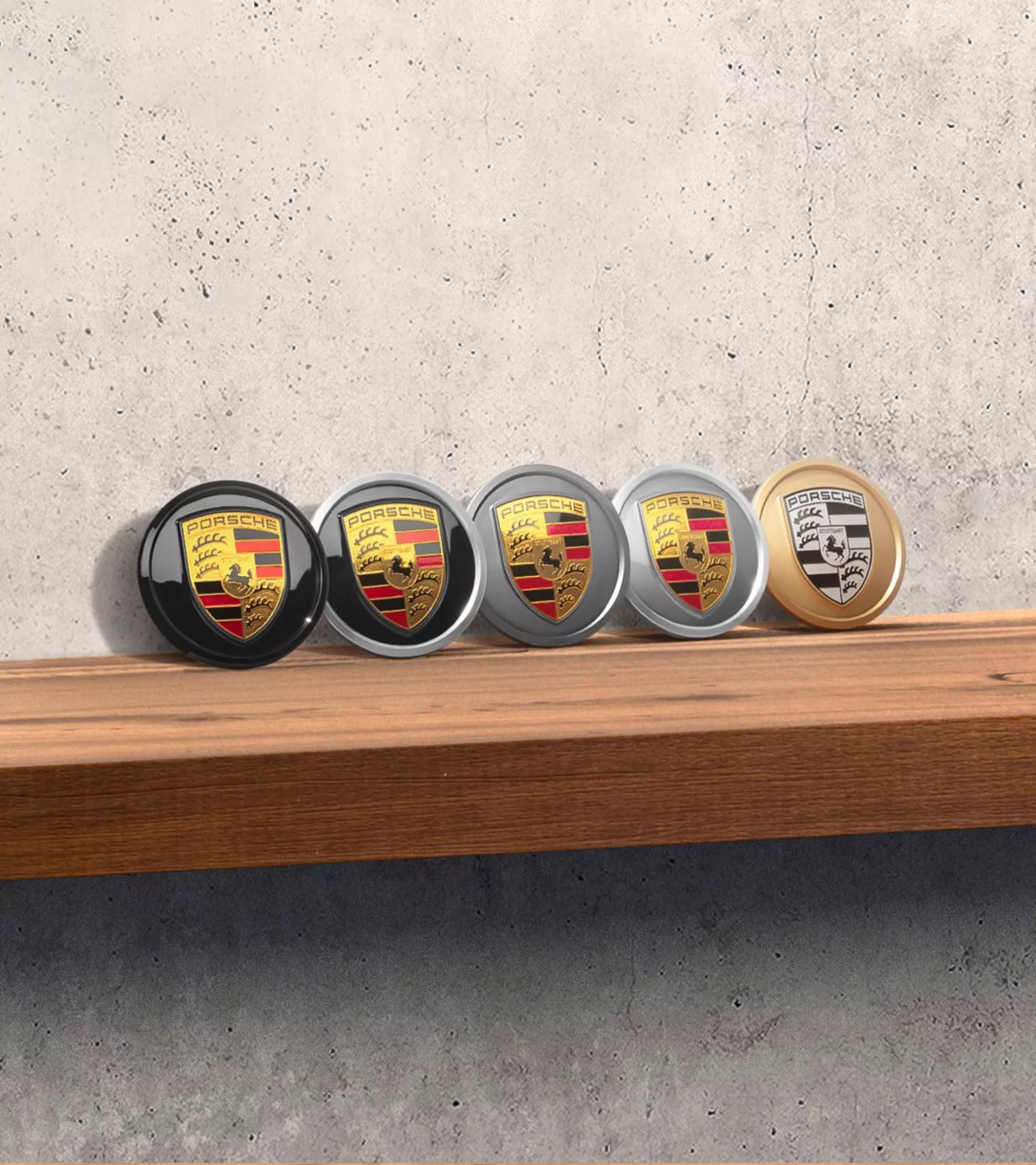 Coloured Crest Wheel Centre Caps Set. Porsche Doncaster Online Shop